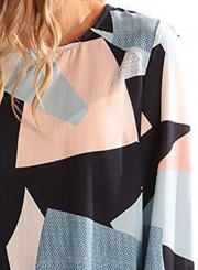Women's Long Sleeve Patchwork Irregular Blouse - STYLESIMO.com